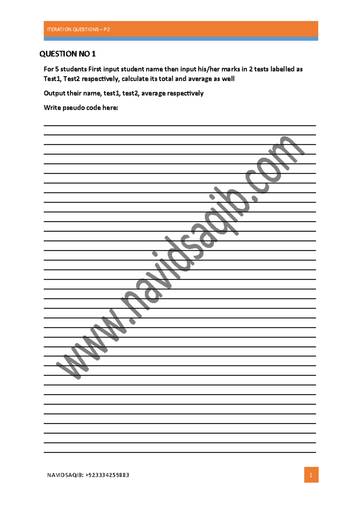 Iteration Questions P2: Pseudocode & VB Code Examples - Studocu