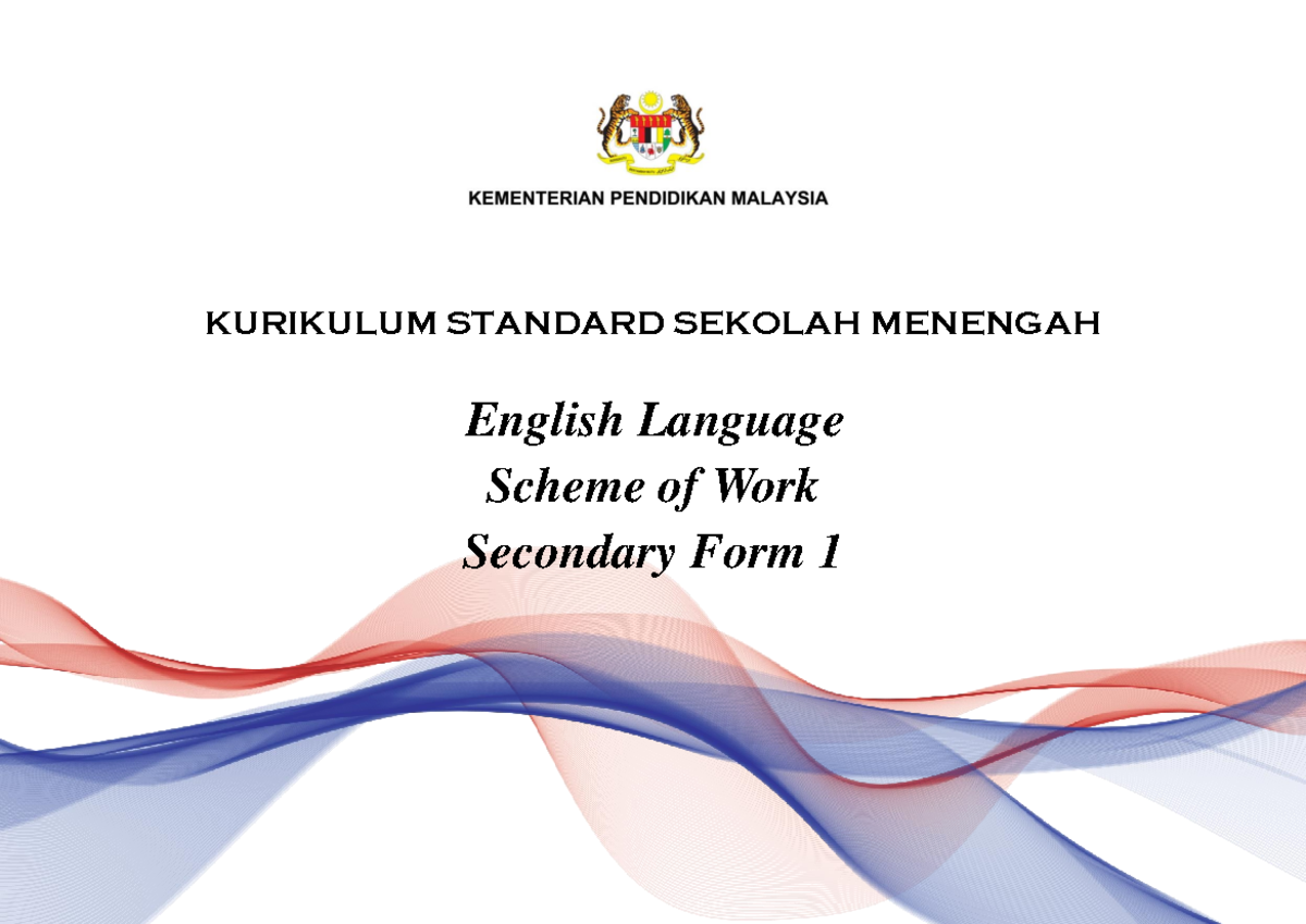 SOW Form 1: English Language Curriculum KSSM Scheme of Work Details ...