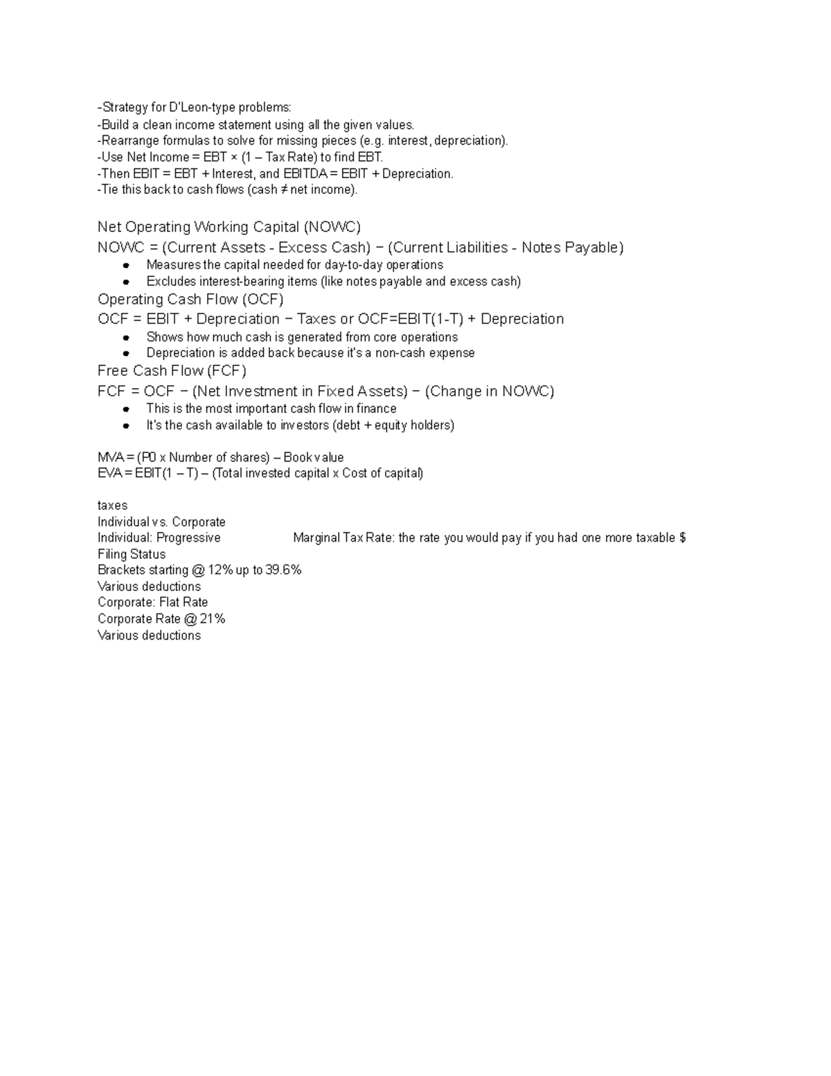 Study Guide: Key Formulas for D'Leon Income Statement Problems - Studocu