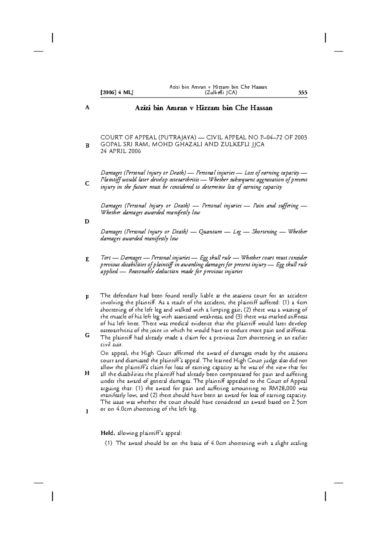 4 MLJ Azizi bin Amran v Hizzam bin Che Hassan: Court of Appeal Ruling ...