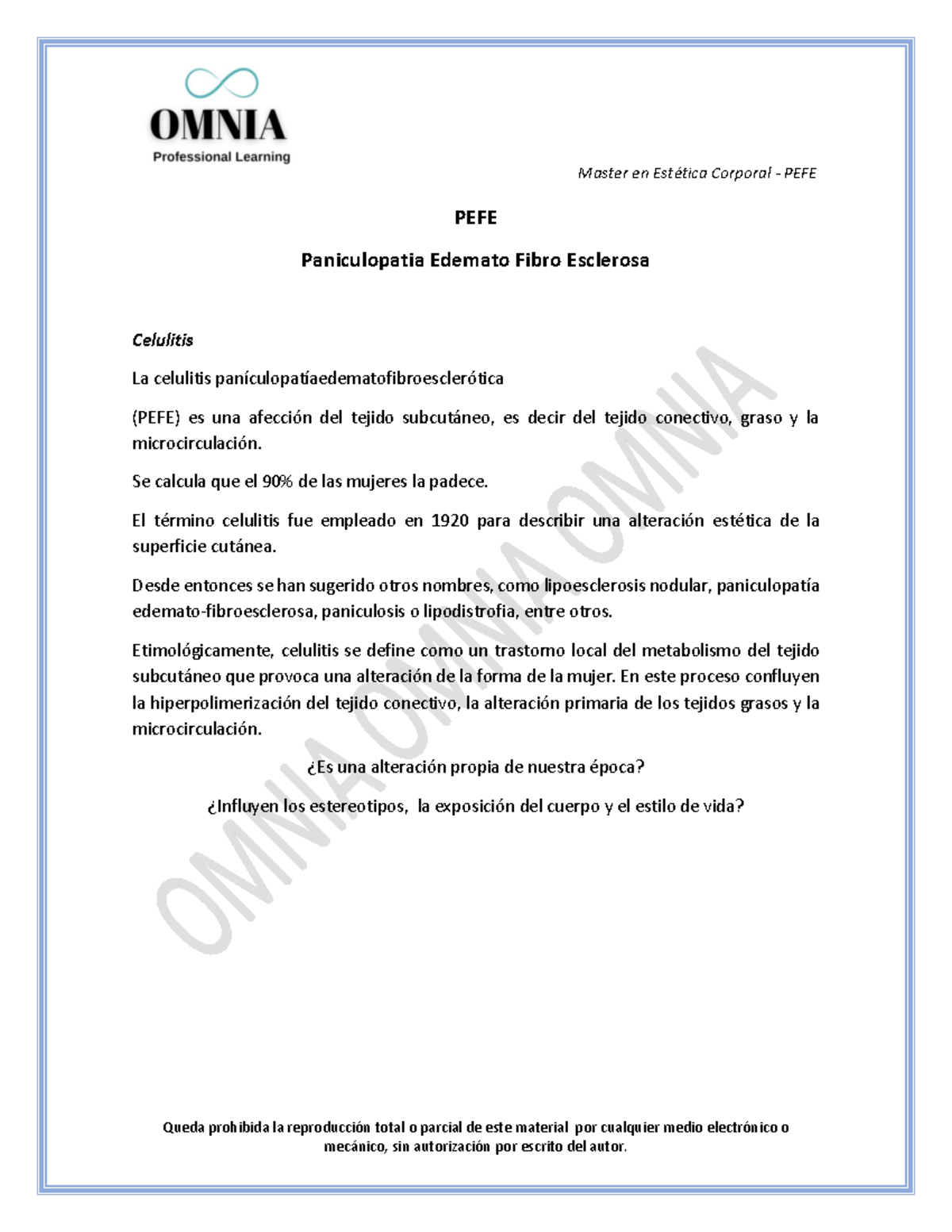 Master en Estética Corporal PEFE: Celulitis y Tratamientos Estéticos ...