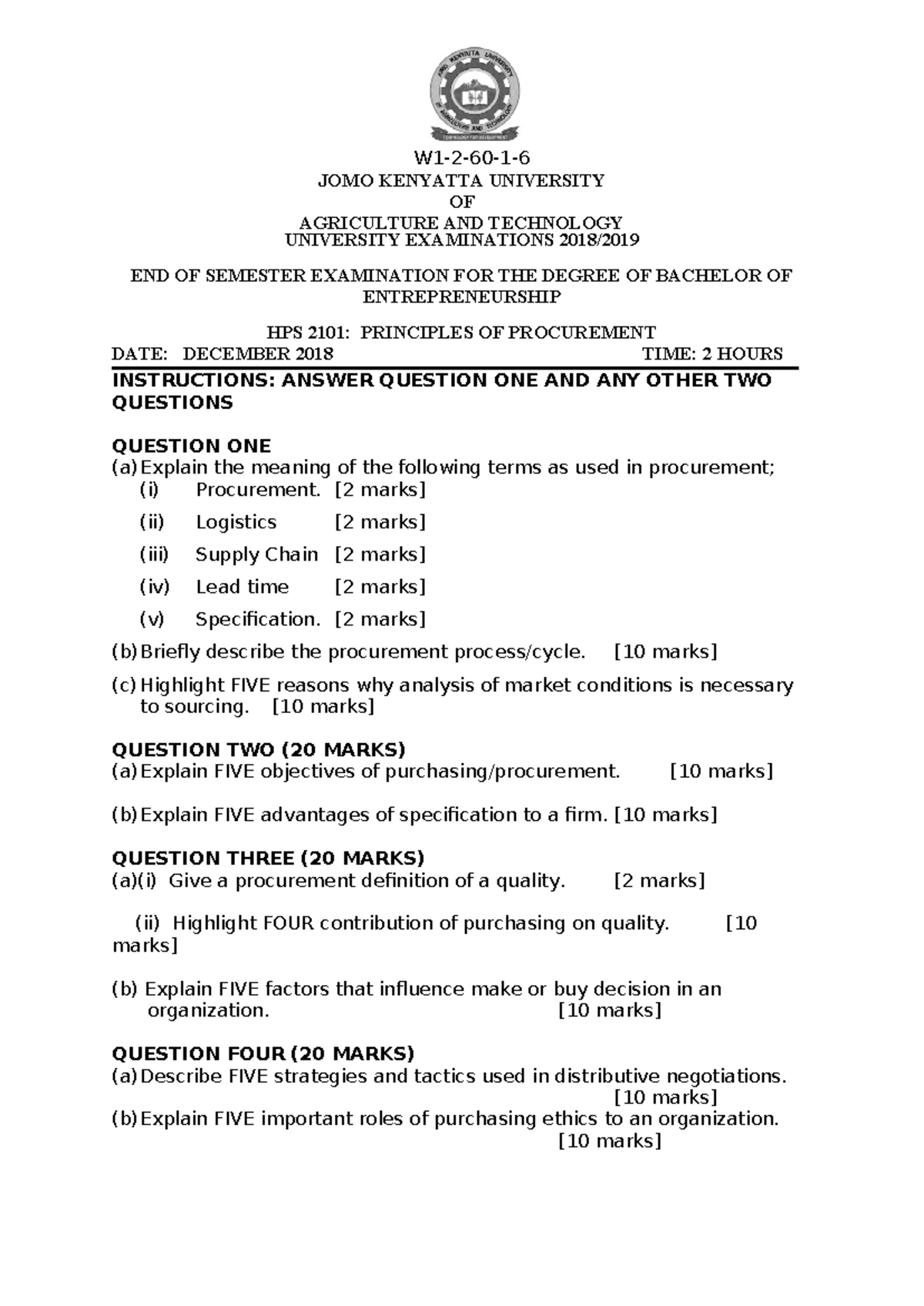 HPS 2101 Final Exam Study Guide: Principles of Procurement - Studocu