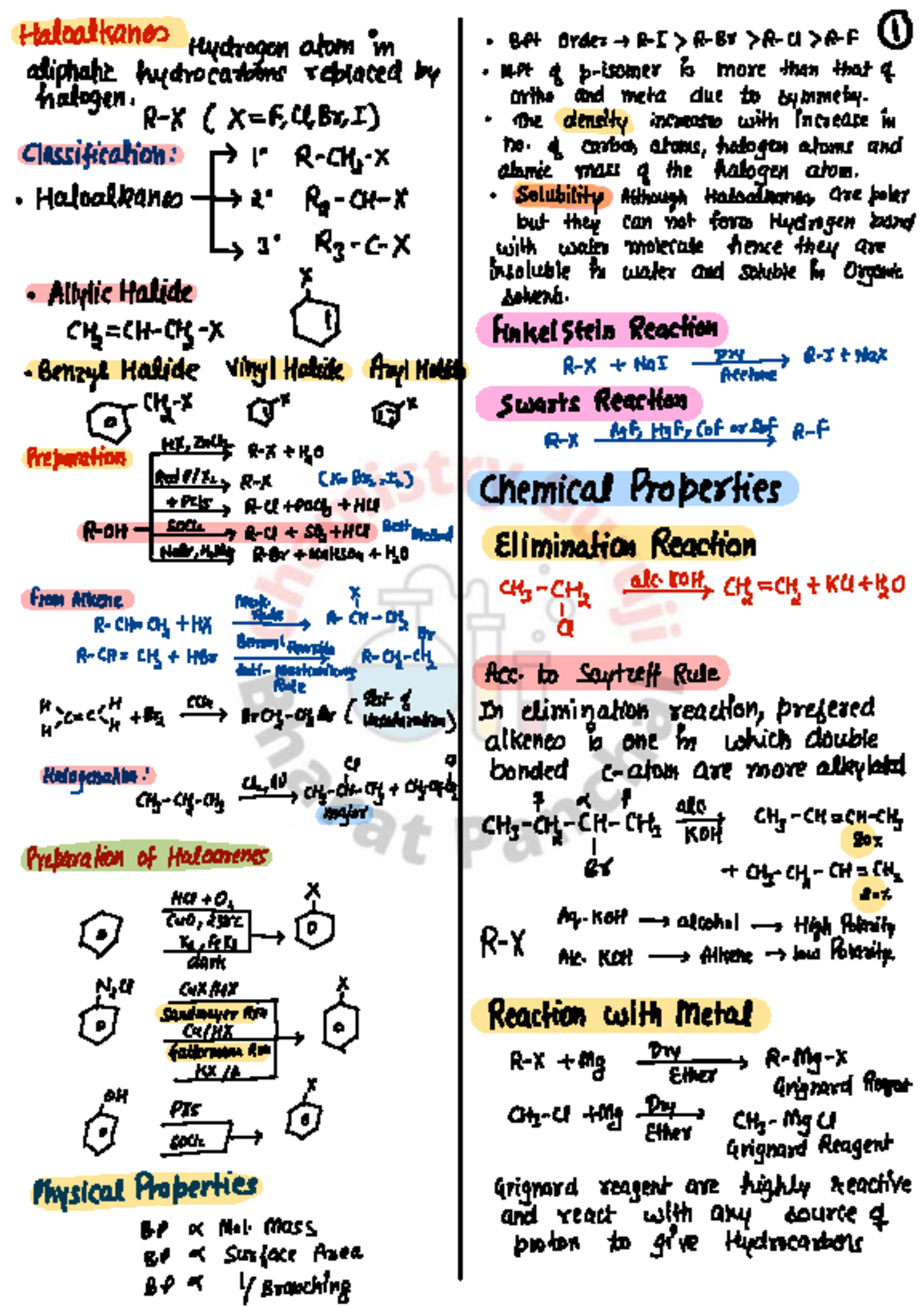 Short Notes on Haloalkanes and Reactions (CHEM 323) - Studocu