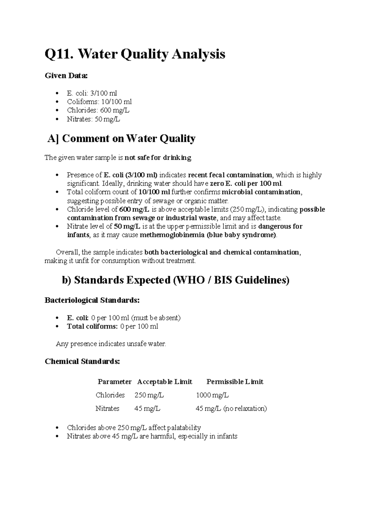 Epi 11-48: Water Quality Analysis and Health Implications - Studocu