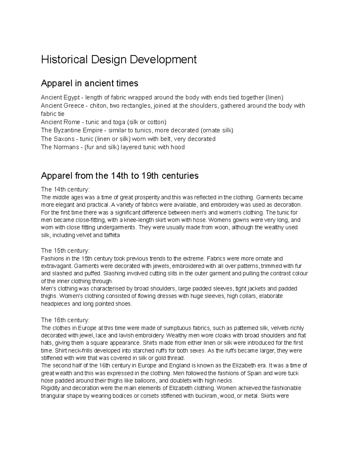 Textiles - Yr12 - Historical Design Development & Influencing Factors ...