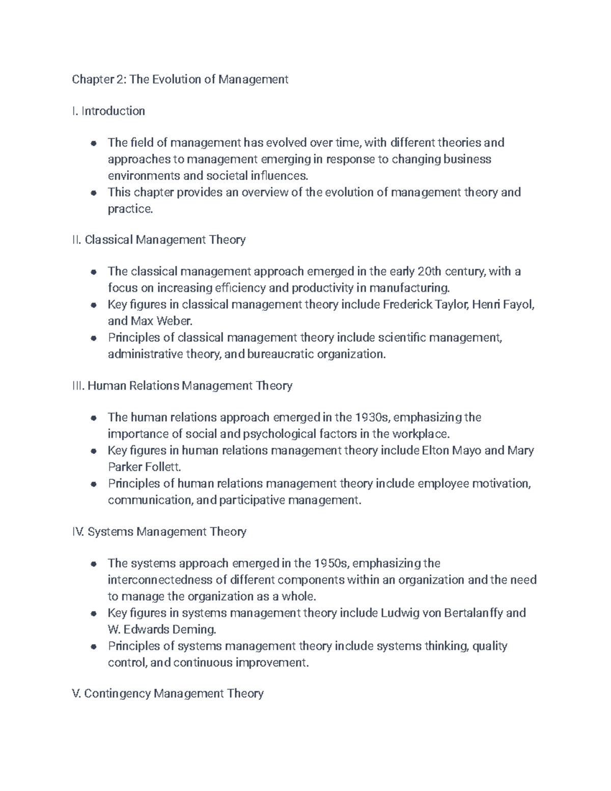 Mng 2 - Principles of management chapter 2 notes - Chapter 2: The ...