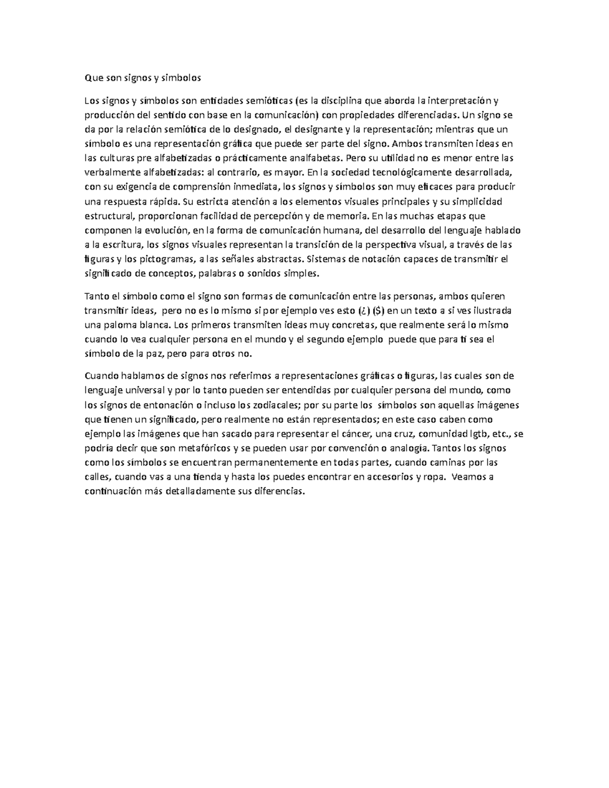 Signos y Símbolos: Definición y Diferencias en Comunicación - Studocu