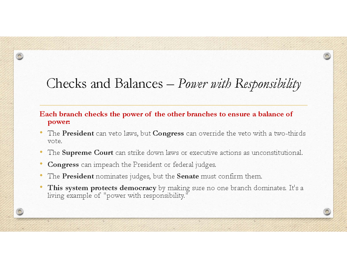 Govt & Politics in the US: Checks, Balances, & Individual Rights - Studocu