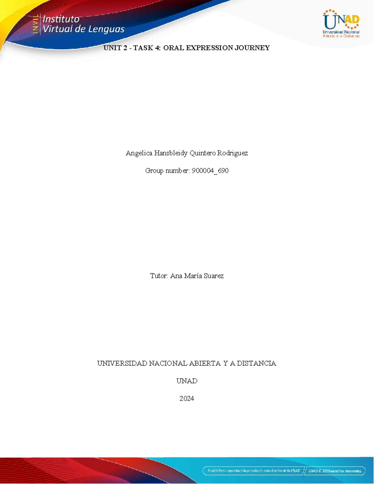 TASK 4: Oral Expression Journey - Angelica Quintero - 900004 690 - Studocu