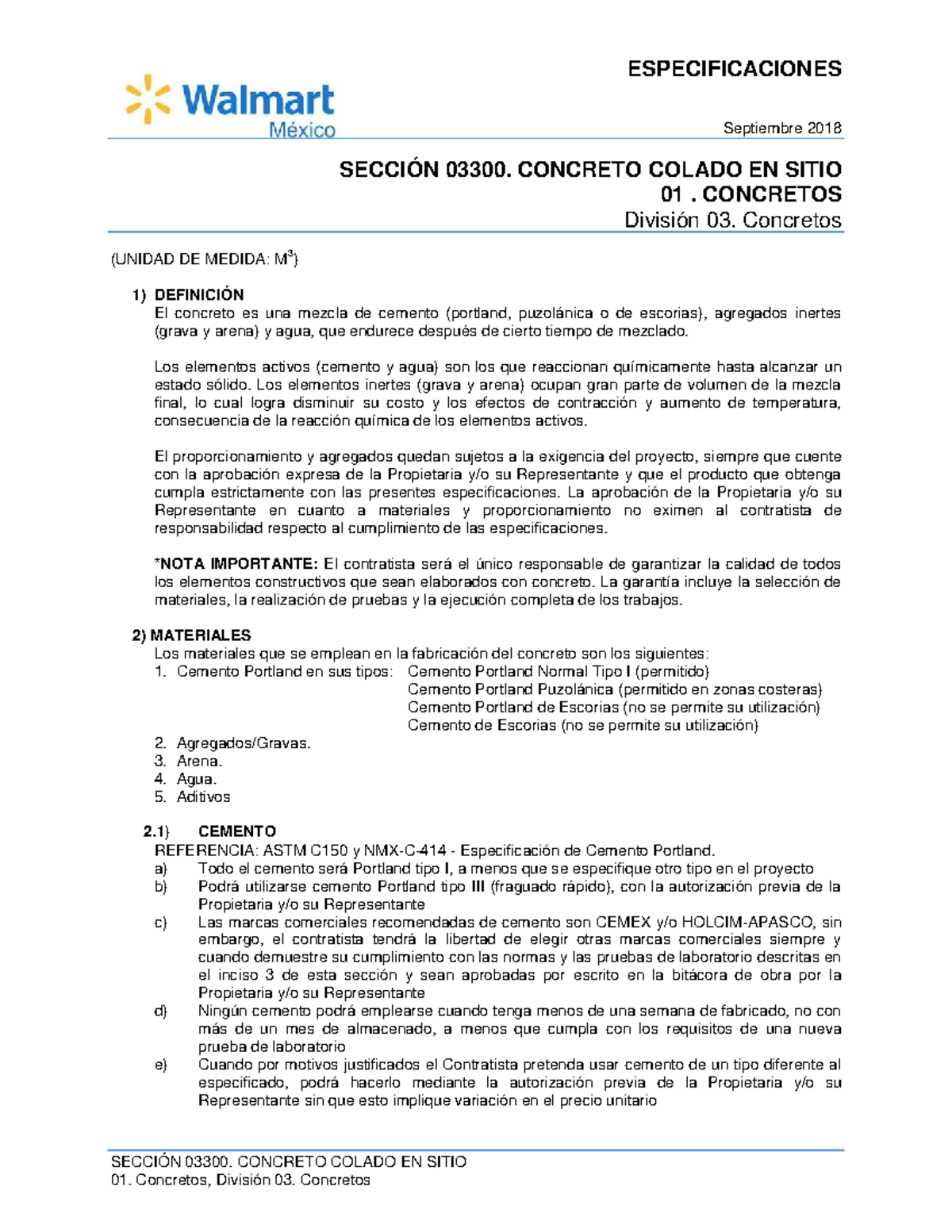 ESPECIFICACIONES DE CONCRETO COLADO EN SITIO - SECCIÓN 03300 - Studocu