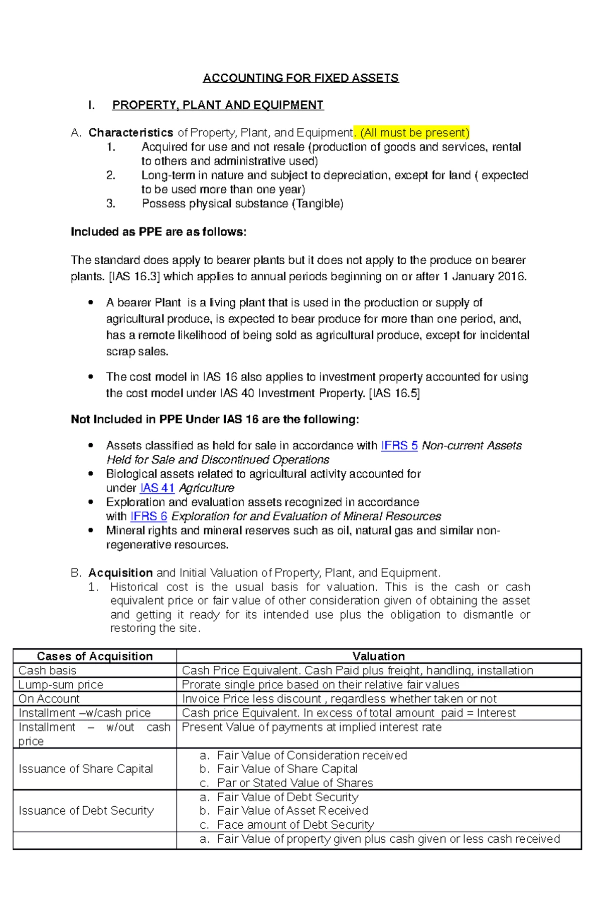 Notes ON Property, Plant AND Equipment - ACCOUNTING FOR FIXED ASSETS I ...