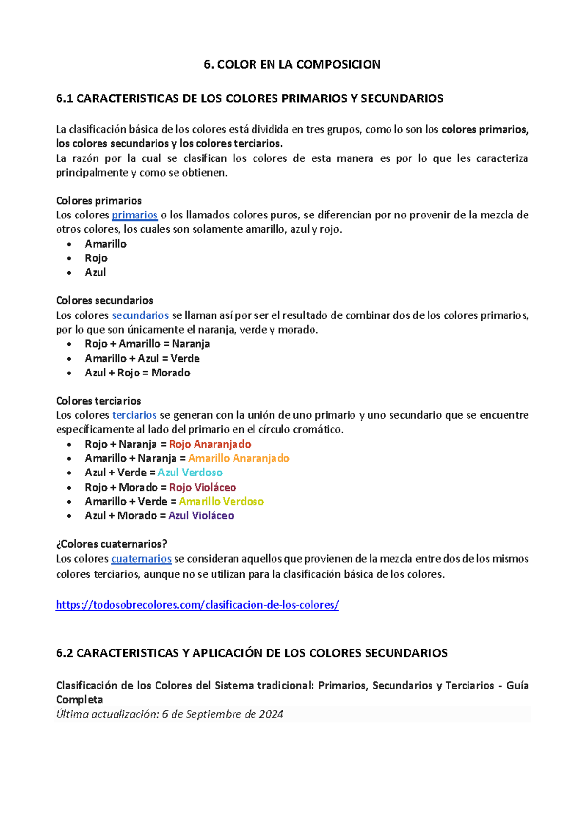 6 Color EN LA Composicion - 6. COLOR EN LA COMPOSICION 6 CARACTERISTICAS DE LOS COLORES ...