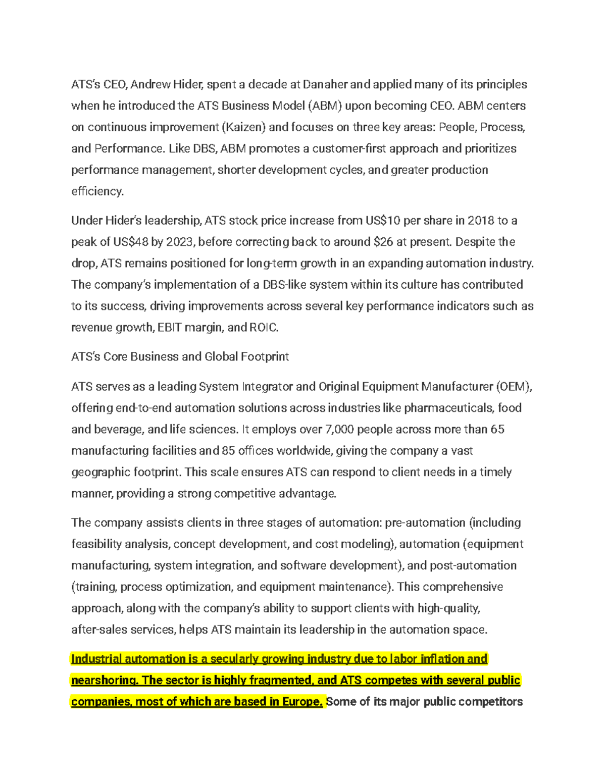 ATS - DHR: Andrew Hider's Leadership and the ATS Business Model ...