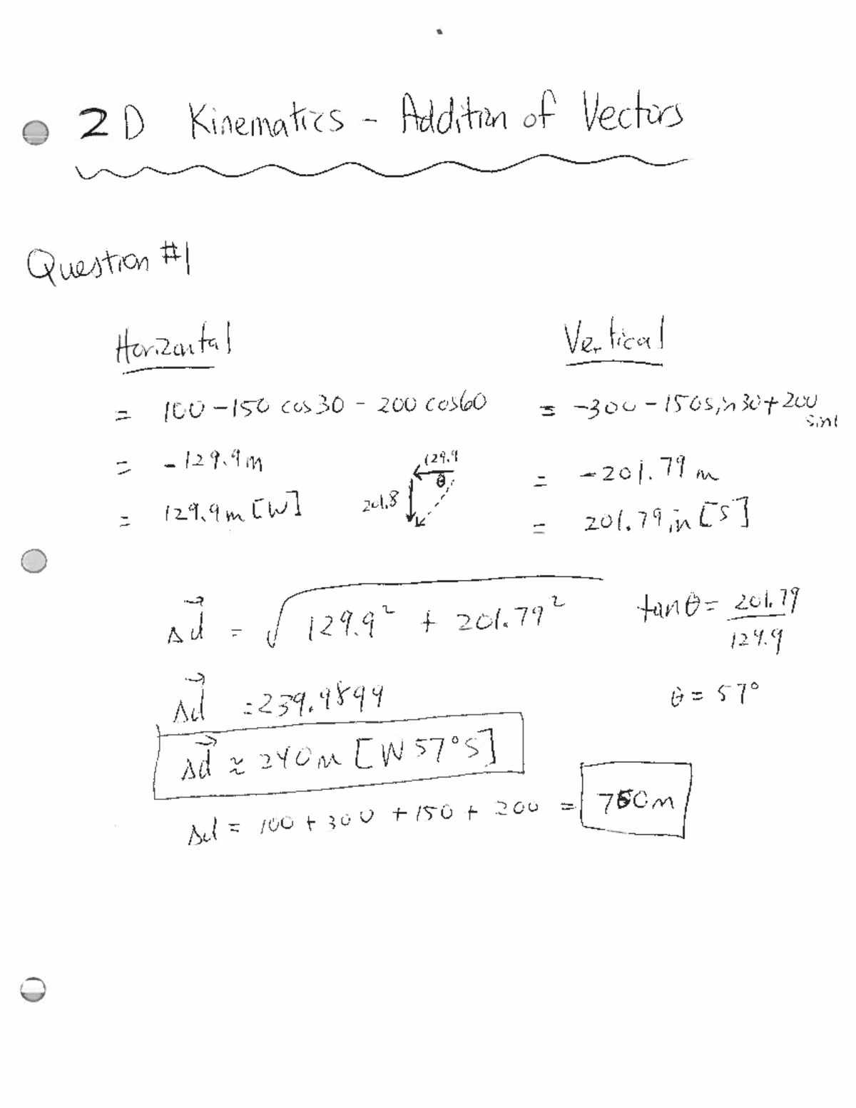 2D Kinematics (PHYS 101) Answers to Vector Addition Questions - Studocu
