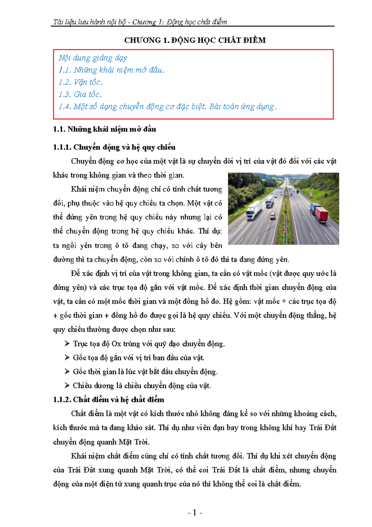 Bài giảng VL1 Chương 1 - good - CH ̄¡NG 1. ĐÞNG HàC CH¾T ĐIàM 1. Những ...