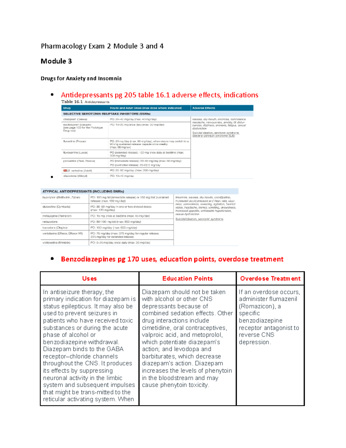 Pharmacology Exam 2 Module 3 and 4 - Pharmacology Exam 2 Module 3 and 4 Module 3 Drugs for ...
