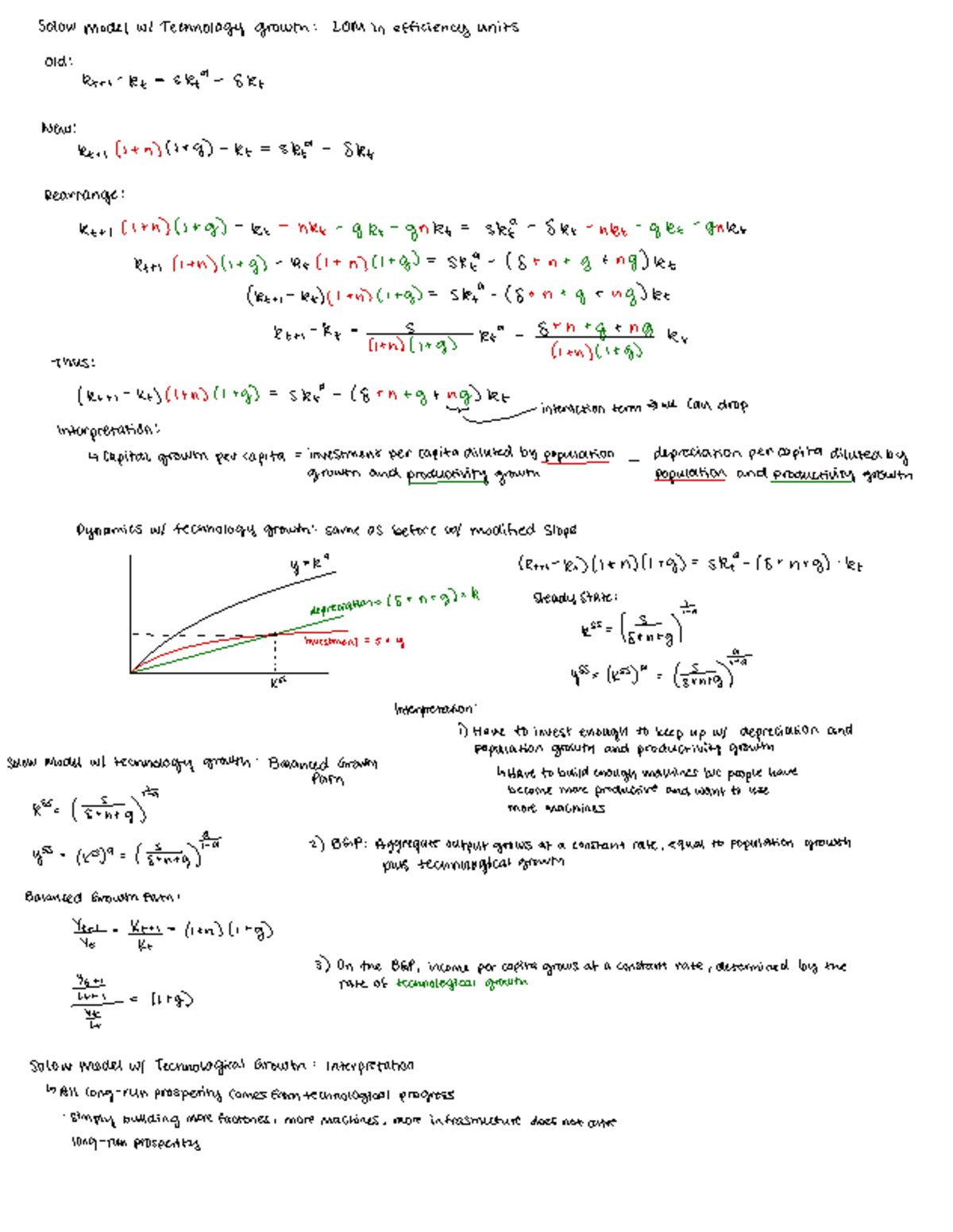 Intermediate Macro - Lecture Notes on Solow Model Efficiency Units ...