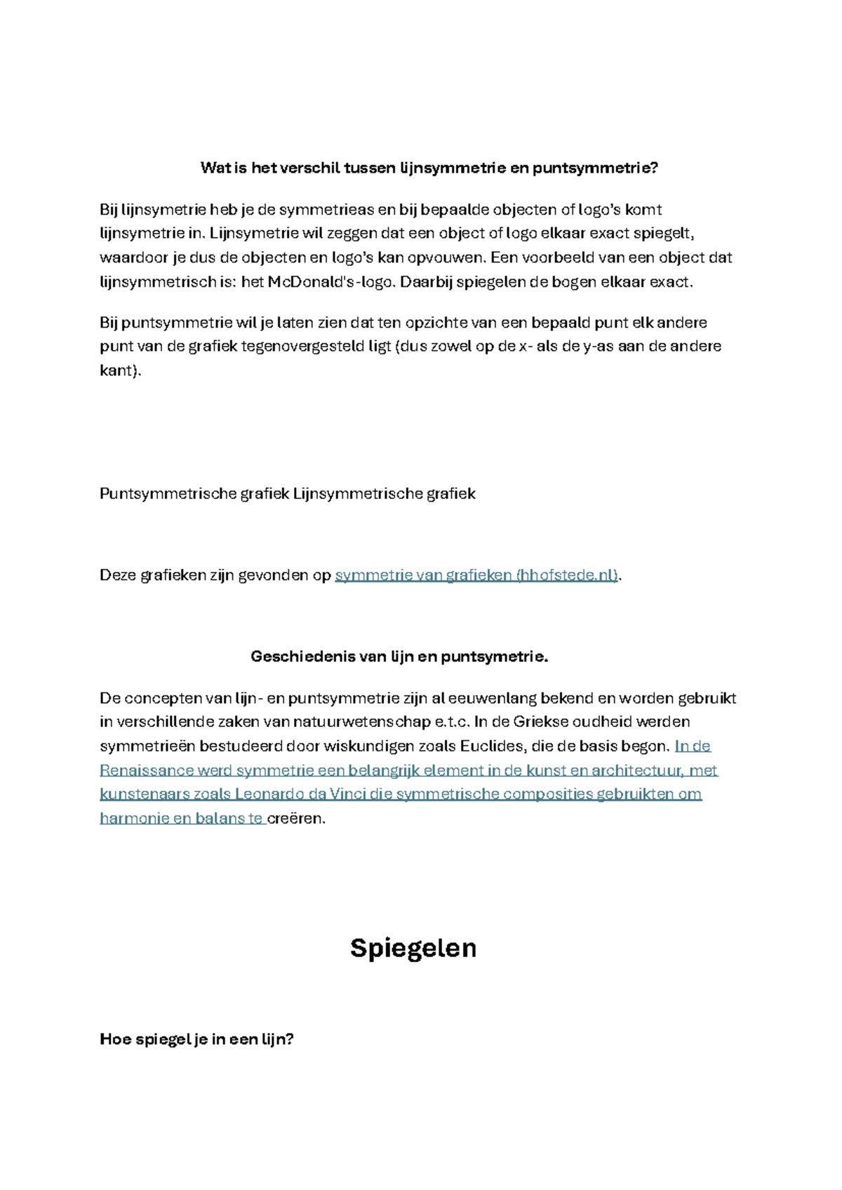 Wiskunde Samenvatting: Lijn- en Puntsymmetrie (002) - Studeersnel