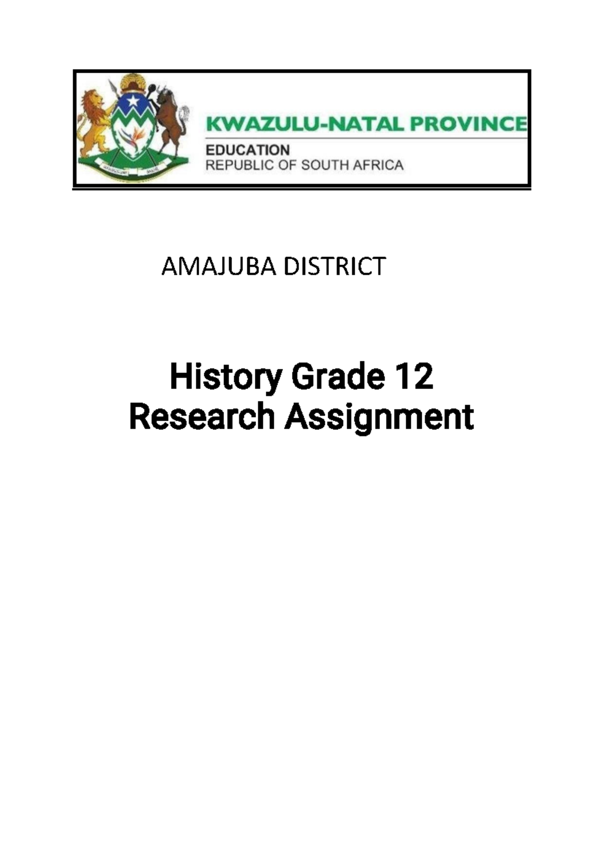 Grade 12 History Research Assignment: Black Consciousness Movement ...