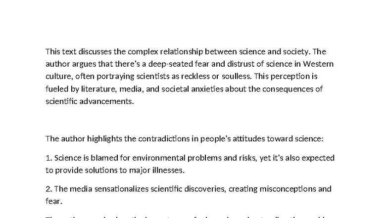 SOC 101: The Complex Relationship Between Science and Society - Studocu