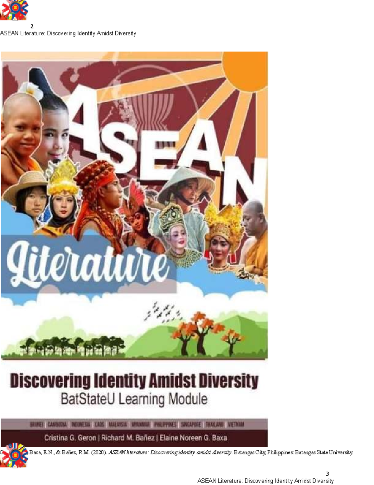 LIT102 ASEAN Literature Module: Exploring Identity in Diversity - Studocu