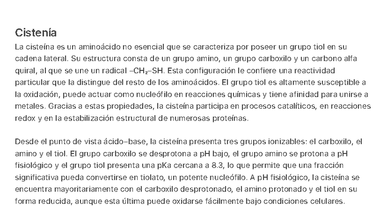 Cistenía - Vaina de presentation - Cistenía La cisteína es un ...