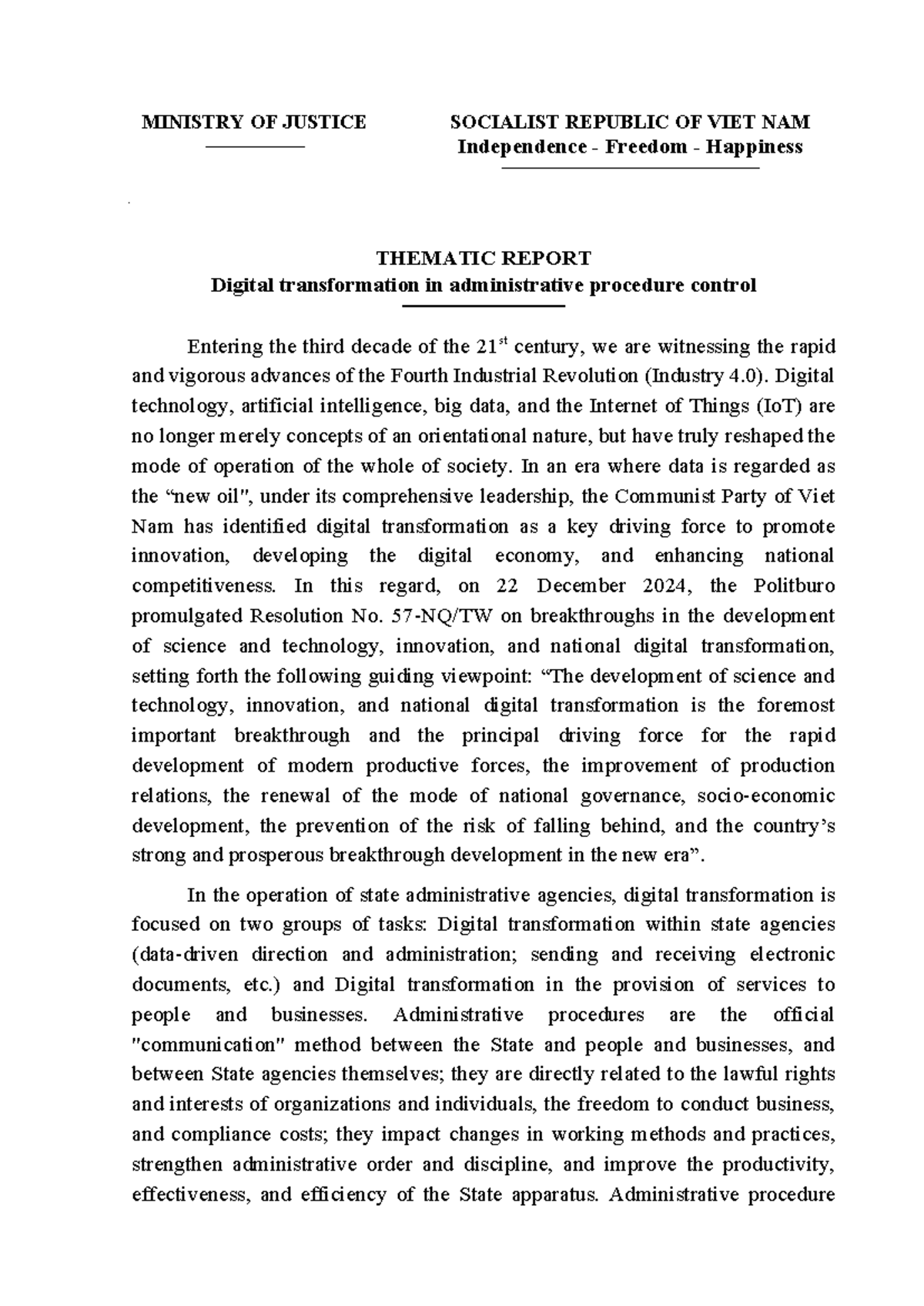 Thematic Report on Digital Transformation in Administrative Procedure ...
