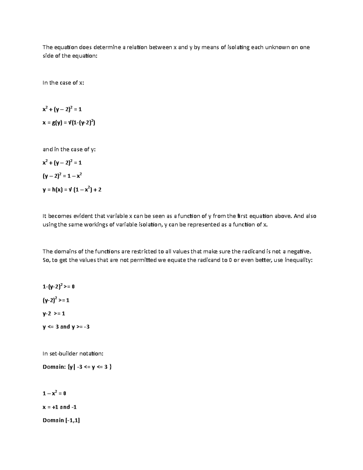 Math 1201 - Unit 1 Discussion on Function Relations and Domains - Studocu