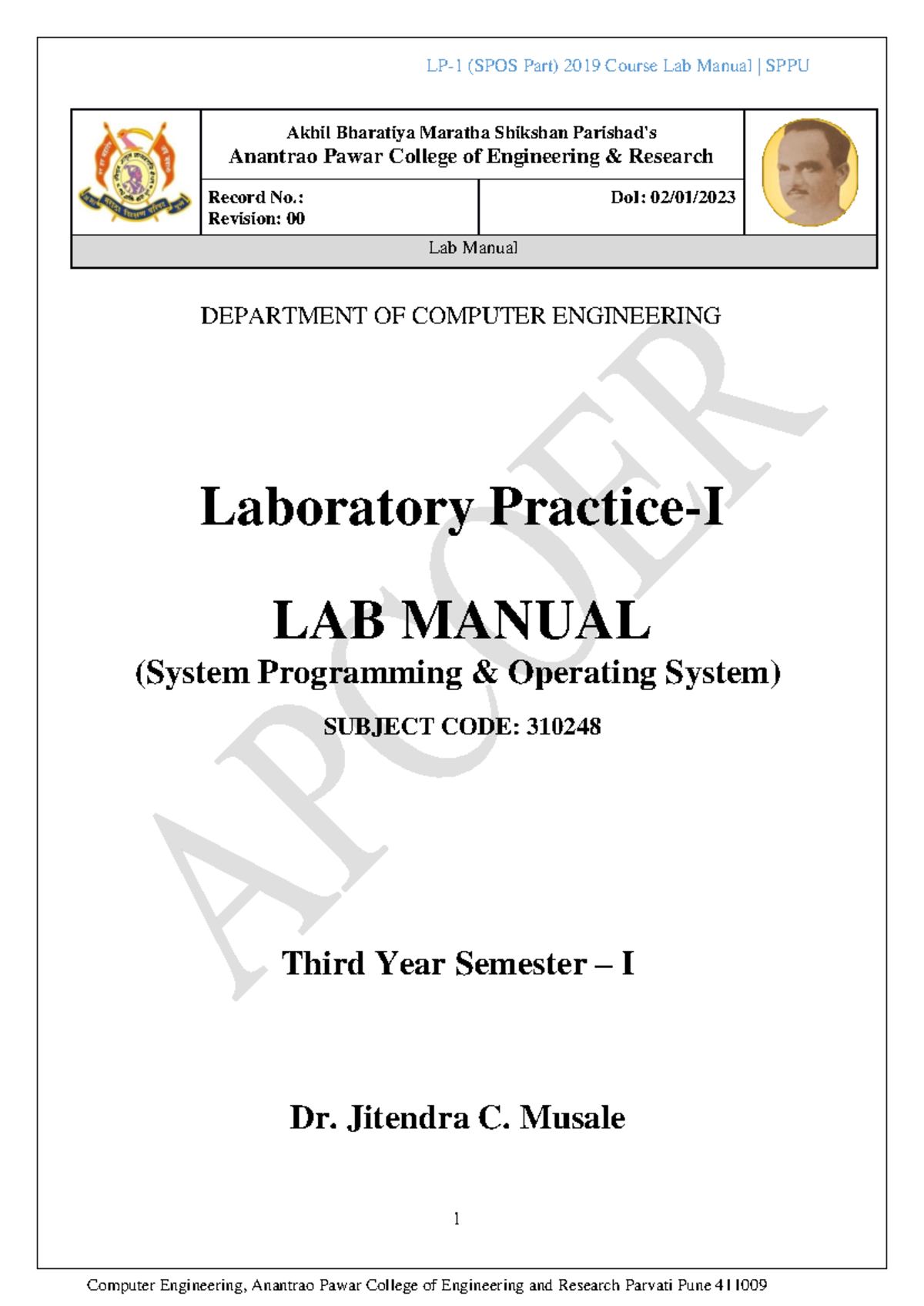Laboratory Practice-I Manual for System Programming (310248) - Studocu