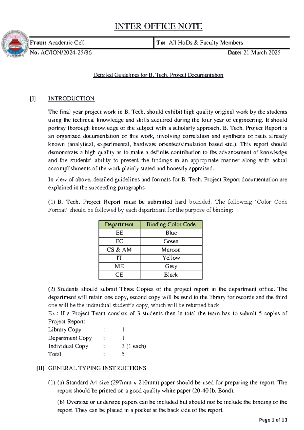 86 ION 21 March 2025 Guidelines for B. Tech. Project Documentaion ...