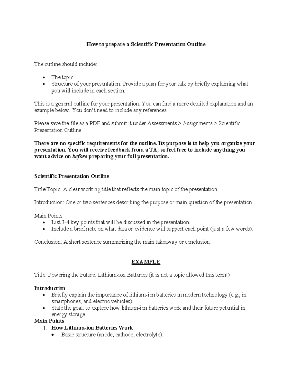 Scientific Presentation Outline Example W 25: Preparation Guide - Studocu