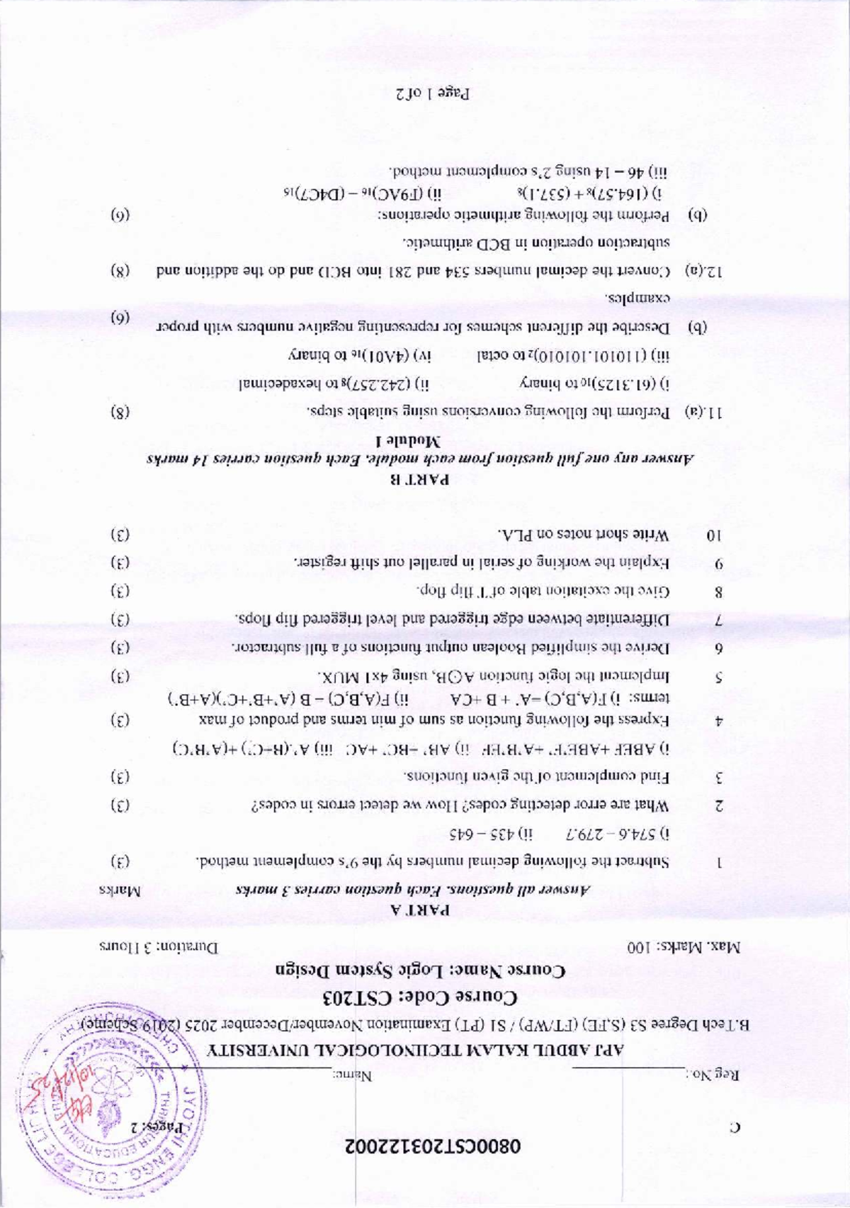 Question Paper - 2019 Scheme (ZJO I) - Studocu