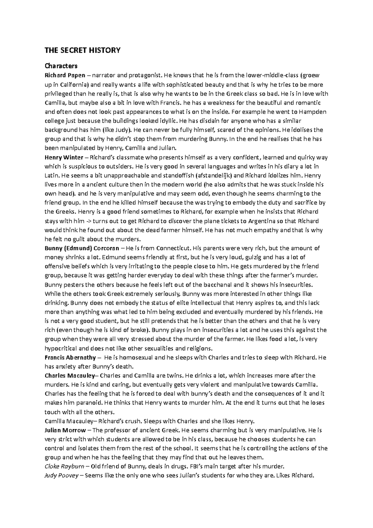 Literary Analysis of "The Secret History": Characters, Conflict ...