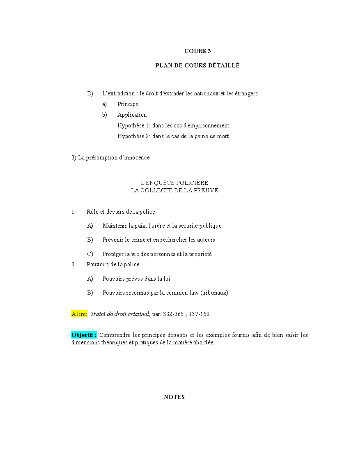 DRT 2505 - Cours 3 - Prof : Hugues Parent - COURS 3 PLAN DE COURS ...