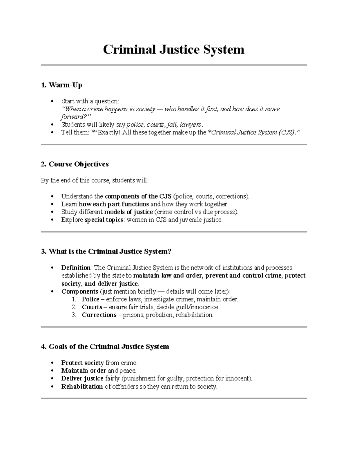 CJS 1: Understanding the Criminal Justice System Components - Studocu