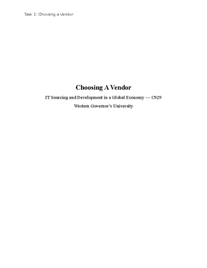 NEP 2 Task 1: Vendor Selection Case Study for ERP Implementation - Studocu