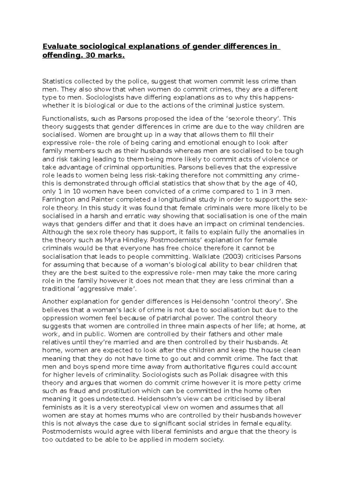 30-Mark Essay Plan for Crime and Deviance - 30-Mark Essay Plan - use ...