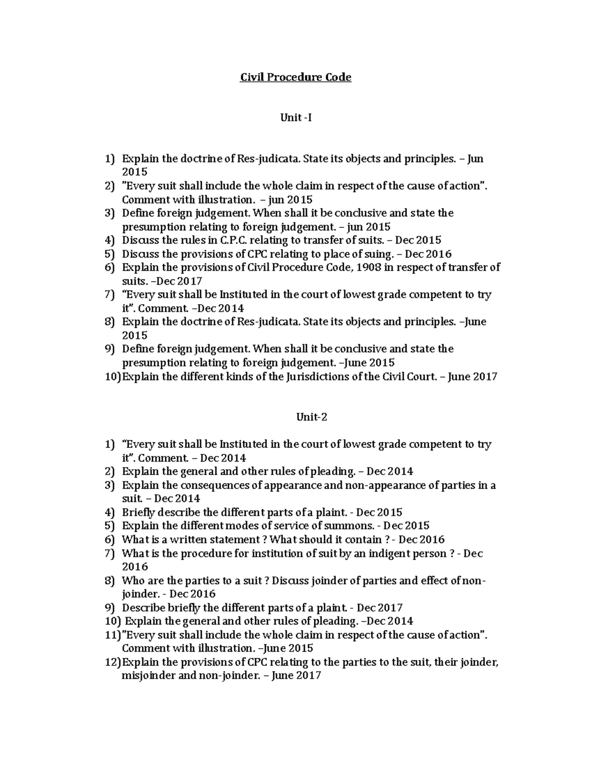 Complete notes CPC - Civil Procedure Code- Test Preparation Basic ...