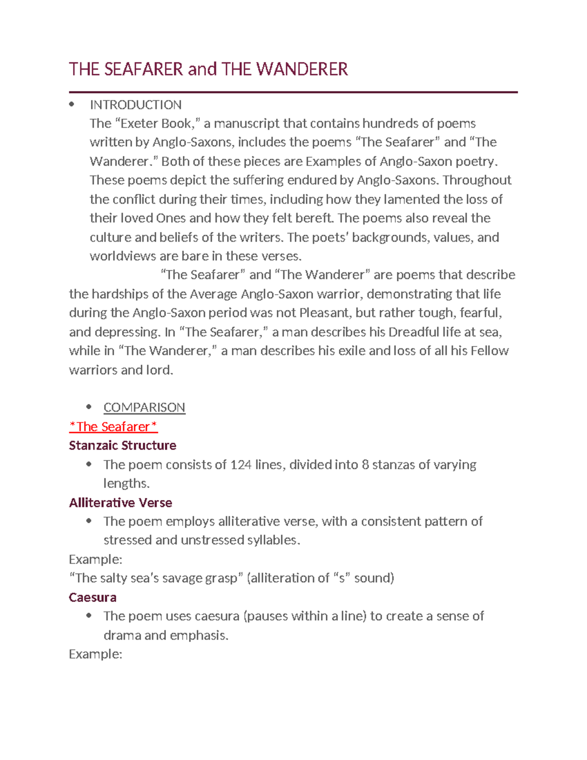 Sea farer n wanderer - THE SEAFARER and THE WANDERER INTRODUCTION The ...
