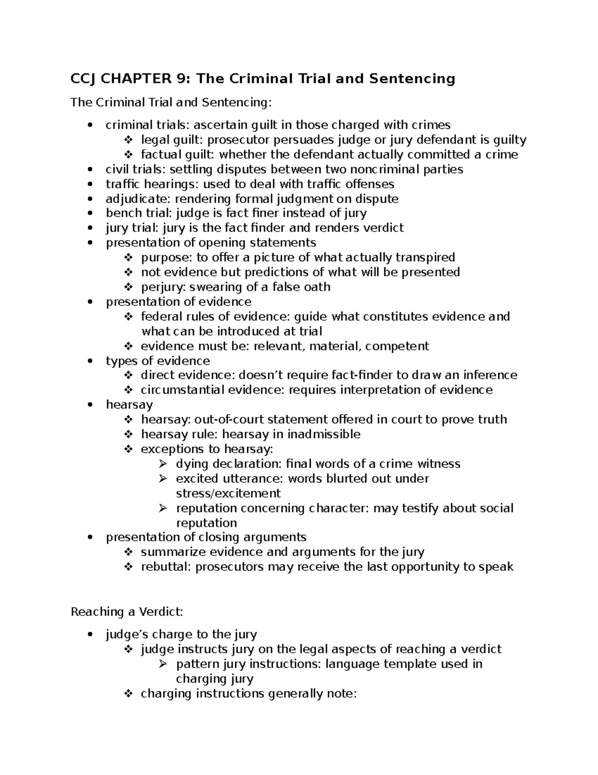 CCJ Chapter 9 - Criminal Trials and Sentencing Lecture Notes - Studocu