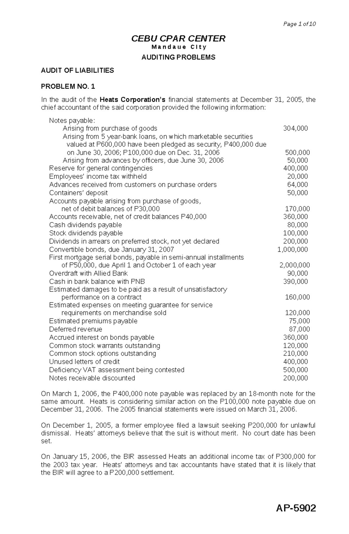 AP 5902 Liabilities - aaaaaaaaaa - CEBU CPAR CENTER M a n d a u e C I t ...