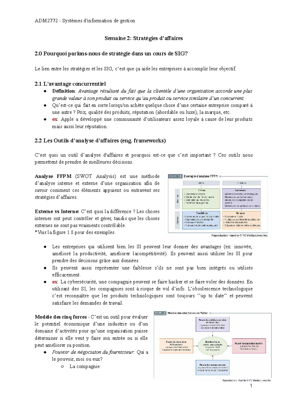 ADM2772 Systèmes de gestion Semaine 2: Stratégies et Outils SIG - Studocu