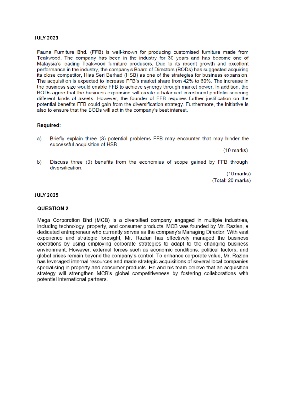 FFB & MCB Acquisition Strategies: Challenges & Benefits Analysis - Studocu