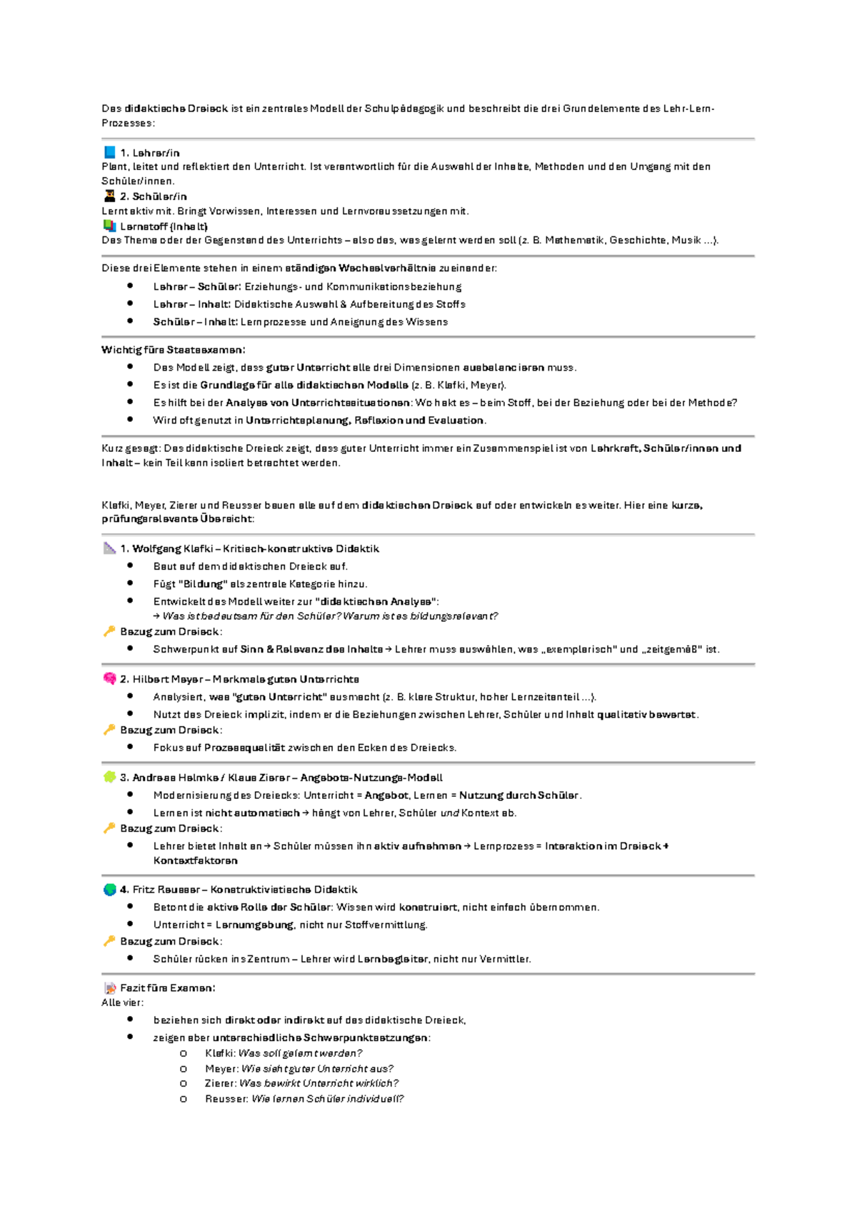Das didaktische Dreieck: Schlüsselmodell der Schulpädagogik für das ...