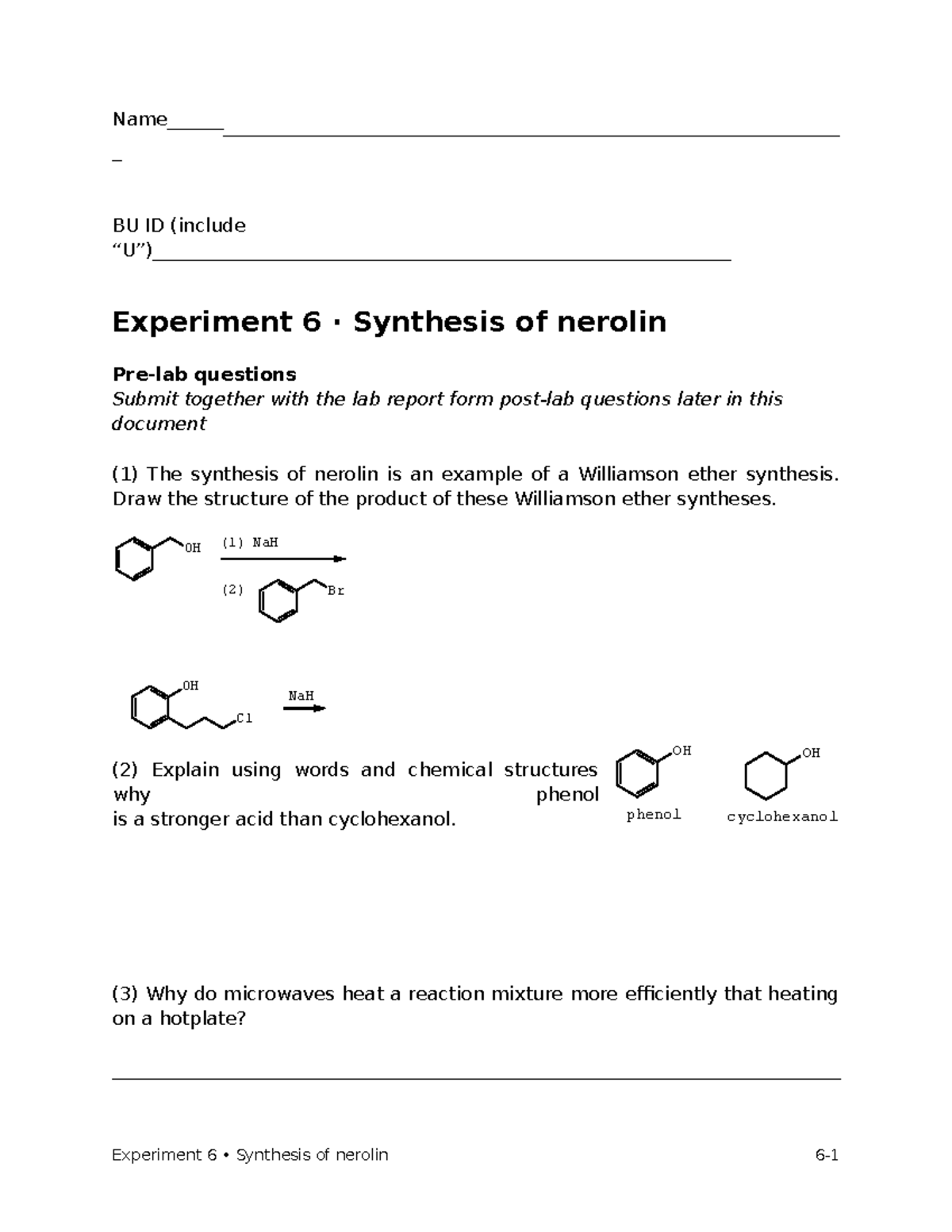 CH203-Exp06-Nerolin-Synthesis-Lab-Report - Studocu