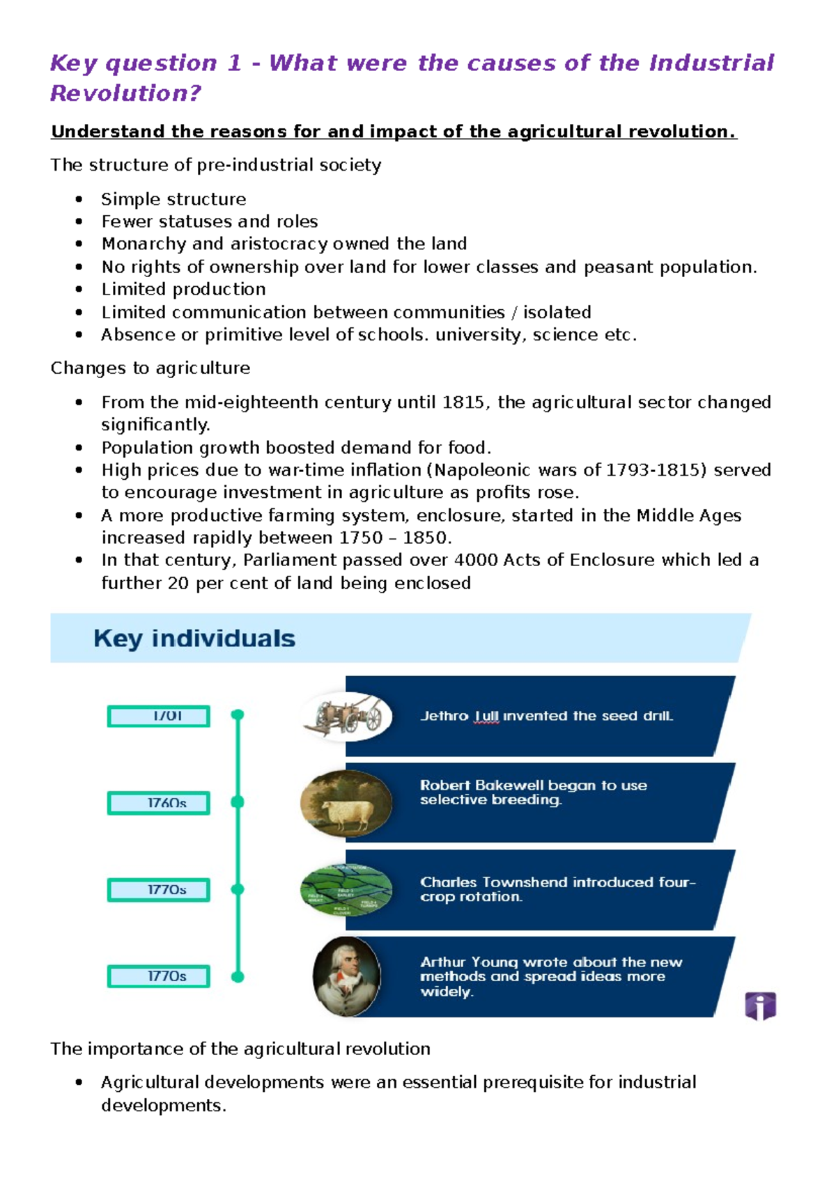 Industrial revolution notes - Key question 1 - What were the causes of ...