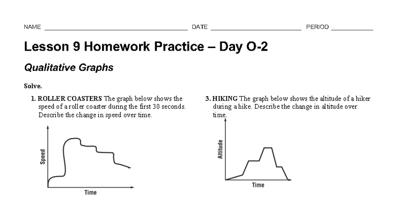 MATH 4-9 Lesson 9 Homework: Qualitative Graphs Practice - Studocu