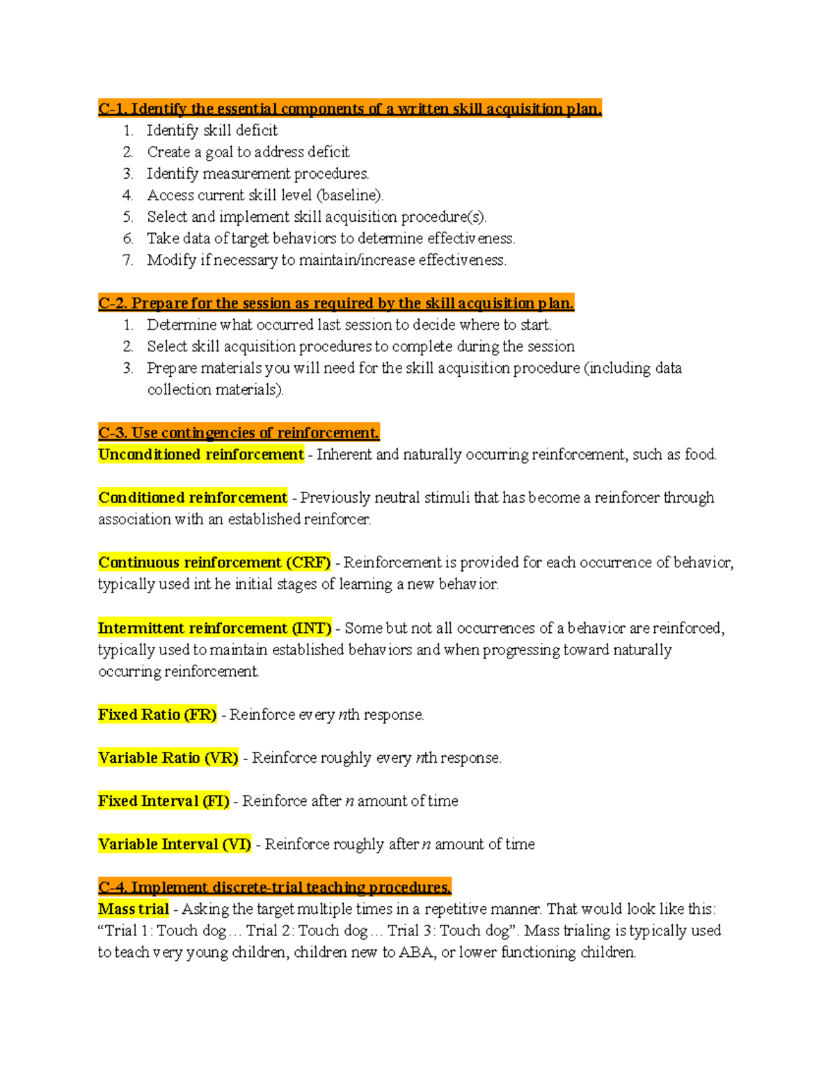 RBT Exam Study Guide: Mastering Skill Acquisition Techniques - Studocu