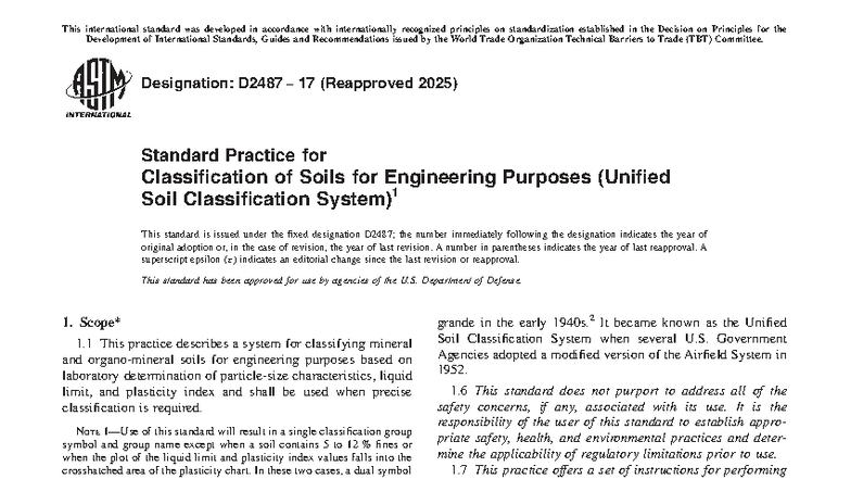 ASTM D2487 17 (2025) Standard Practice for Soil Classification - Studocu