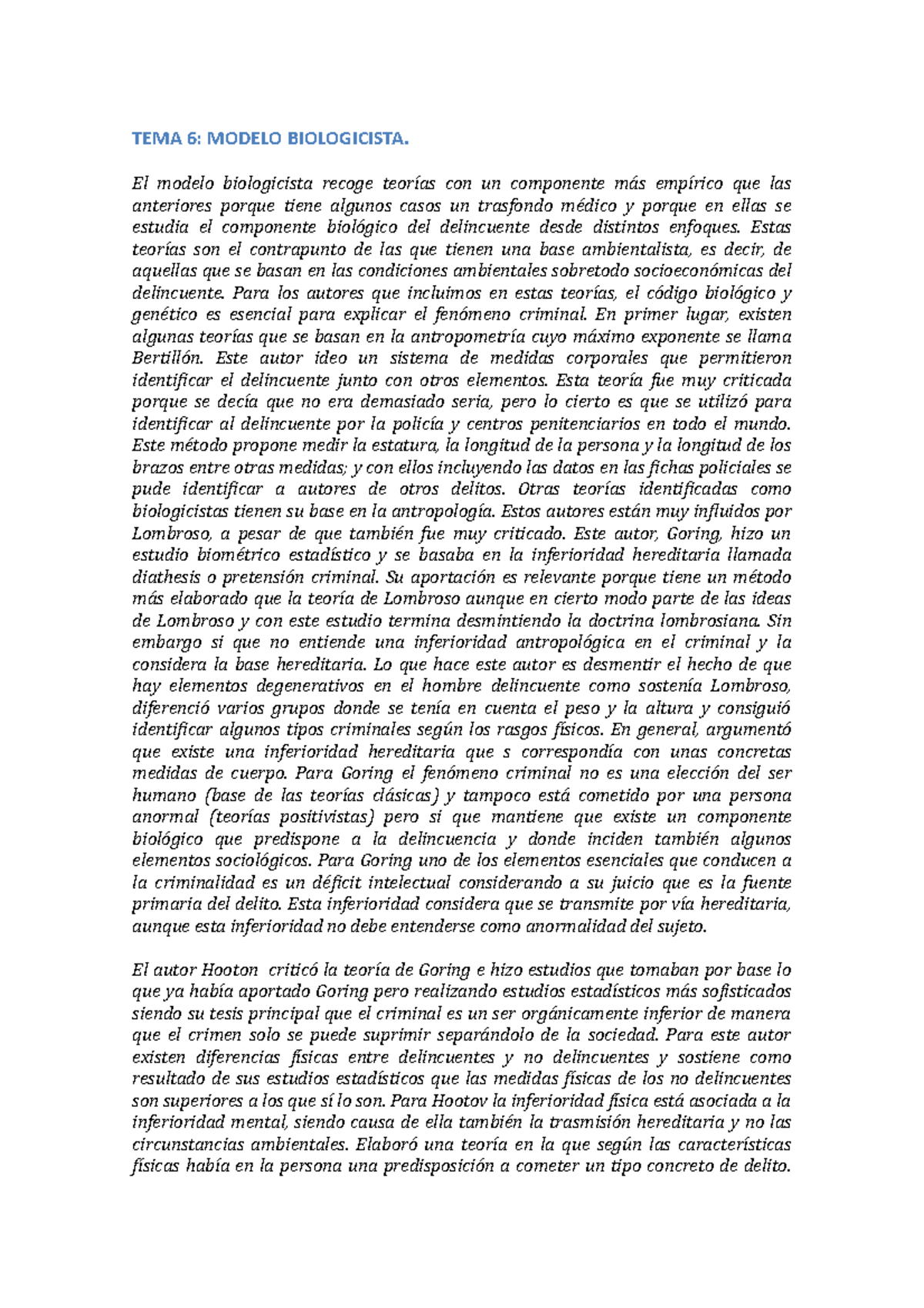 Tema 6 - TEMA 6: MODELO BIOLOGICISTA. El modelo biologicista recoge ...